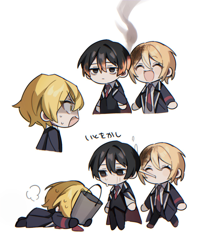 Safebooru - 1girl 2boys black coat black eyes black gloves black hair ...