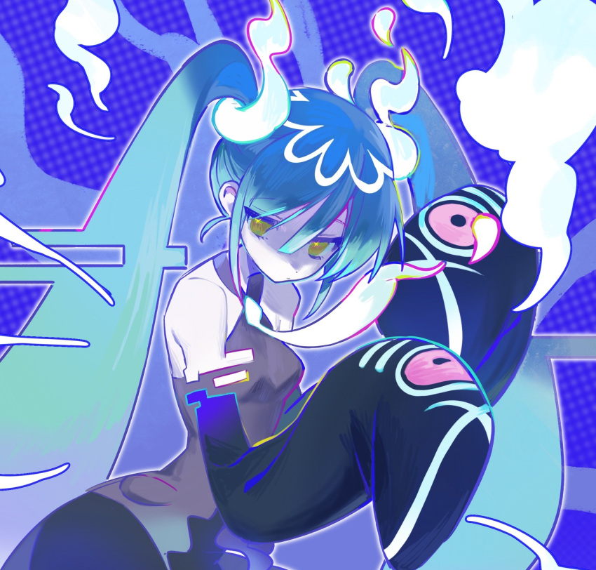 Safebooru - 1girl aqua hair bare shoulders detached sleeves ghost ghost ...