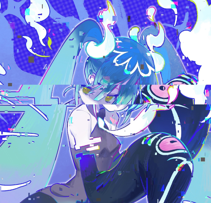 Safebooru - 1girl aqua hair bare shoulders detached sleeves ghost ghost ...