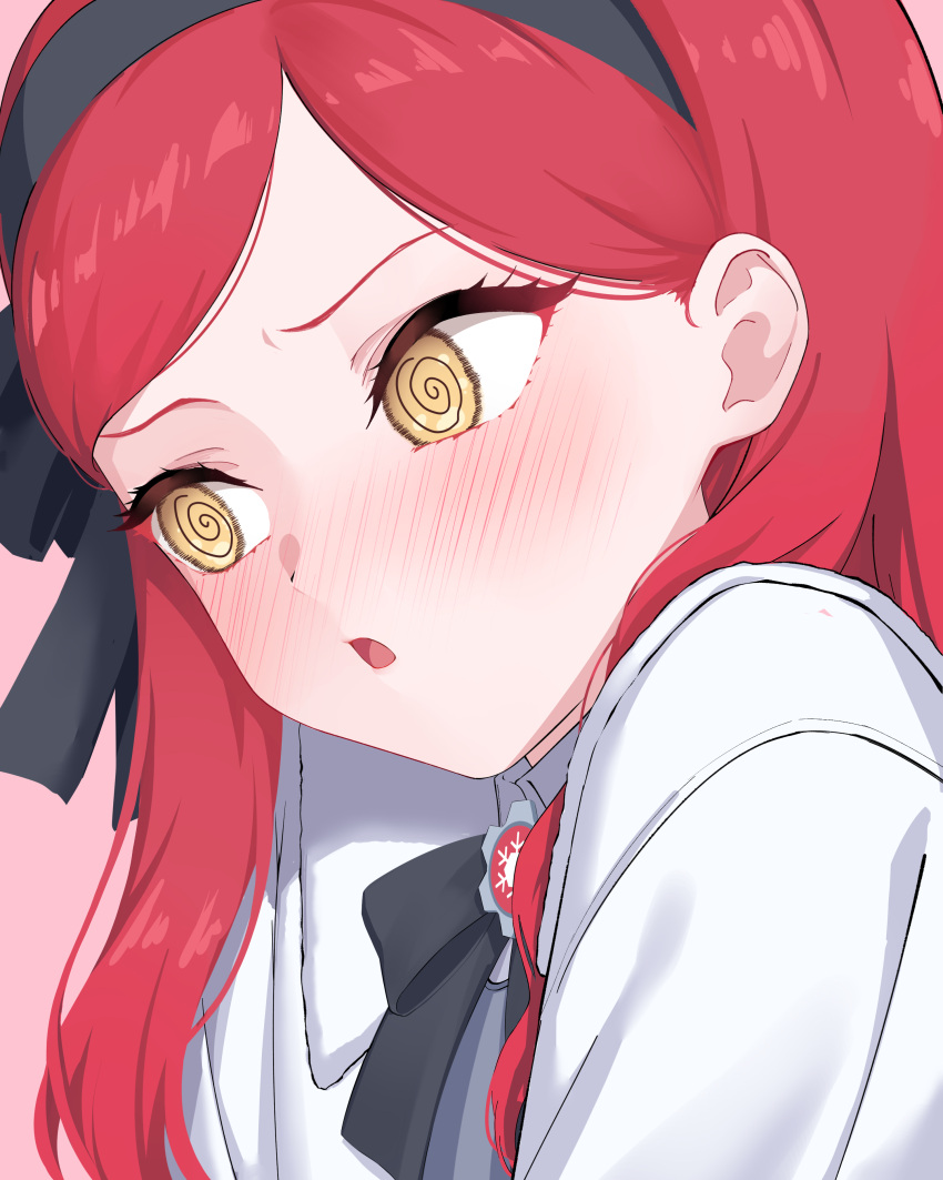 Safebooru - 1girl :o @ @ absurdres aoi riko averting eyes black hairband black ribbon blue ...