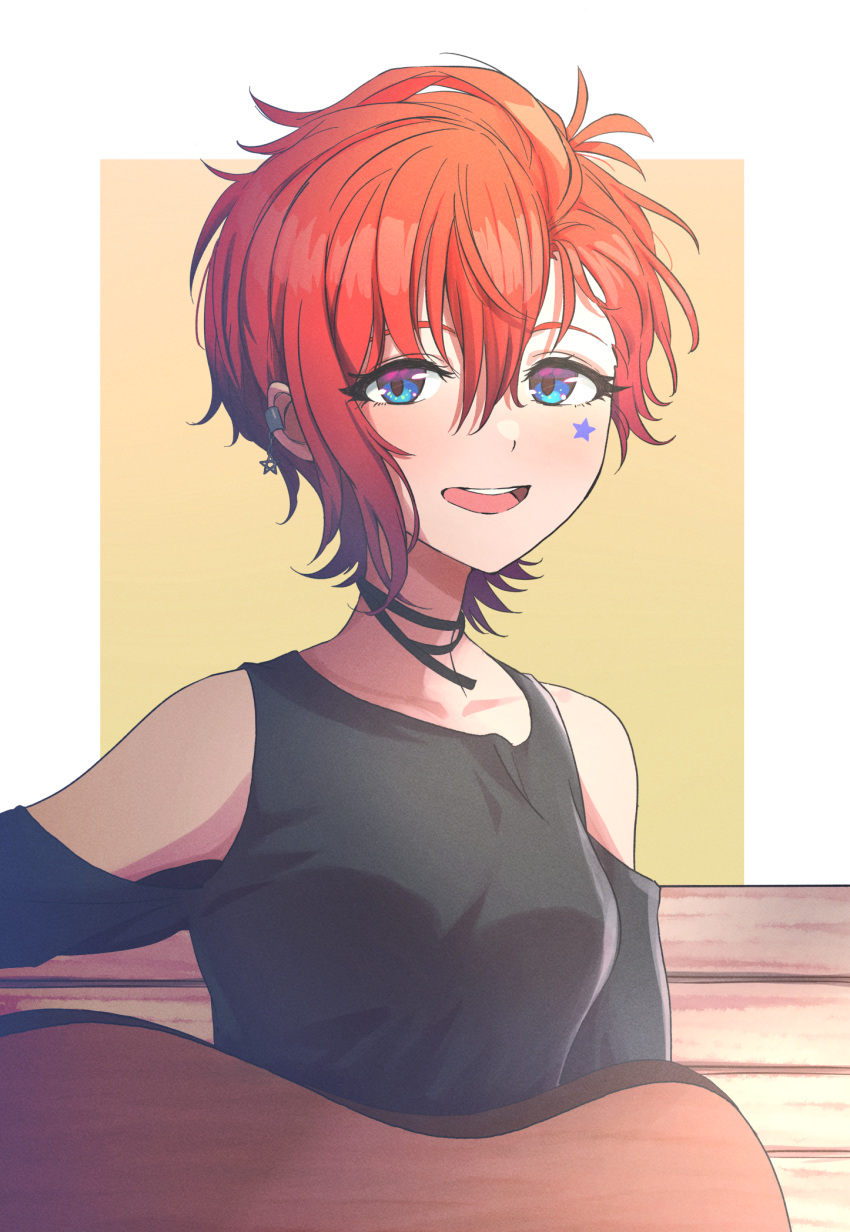 Safebooru - 1girl acoustic guitar arm at side asymmetrical hair bare ...