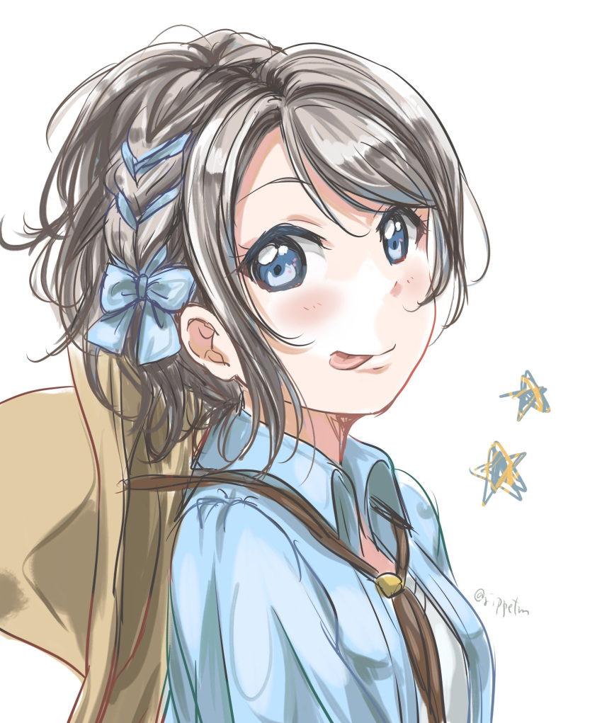 Safebooru - 1girl blue eyes blush braid brown hair hat highres love live! love live! sunshine ...