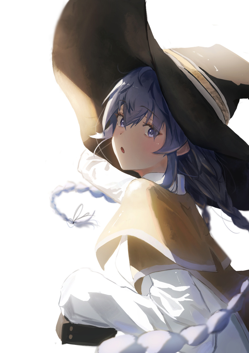 Safebooru - 1girl :o absurdres black headwear blue eyes blue hair braid ...