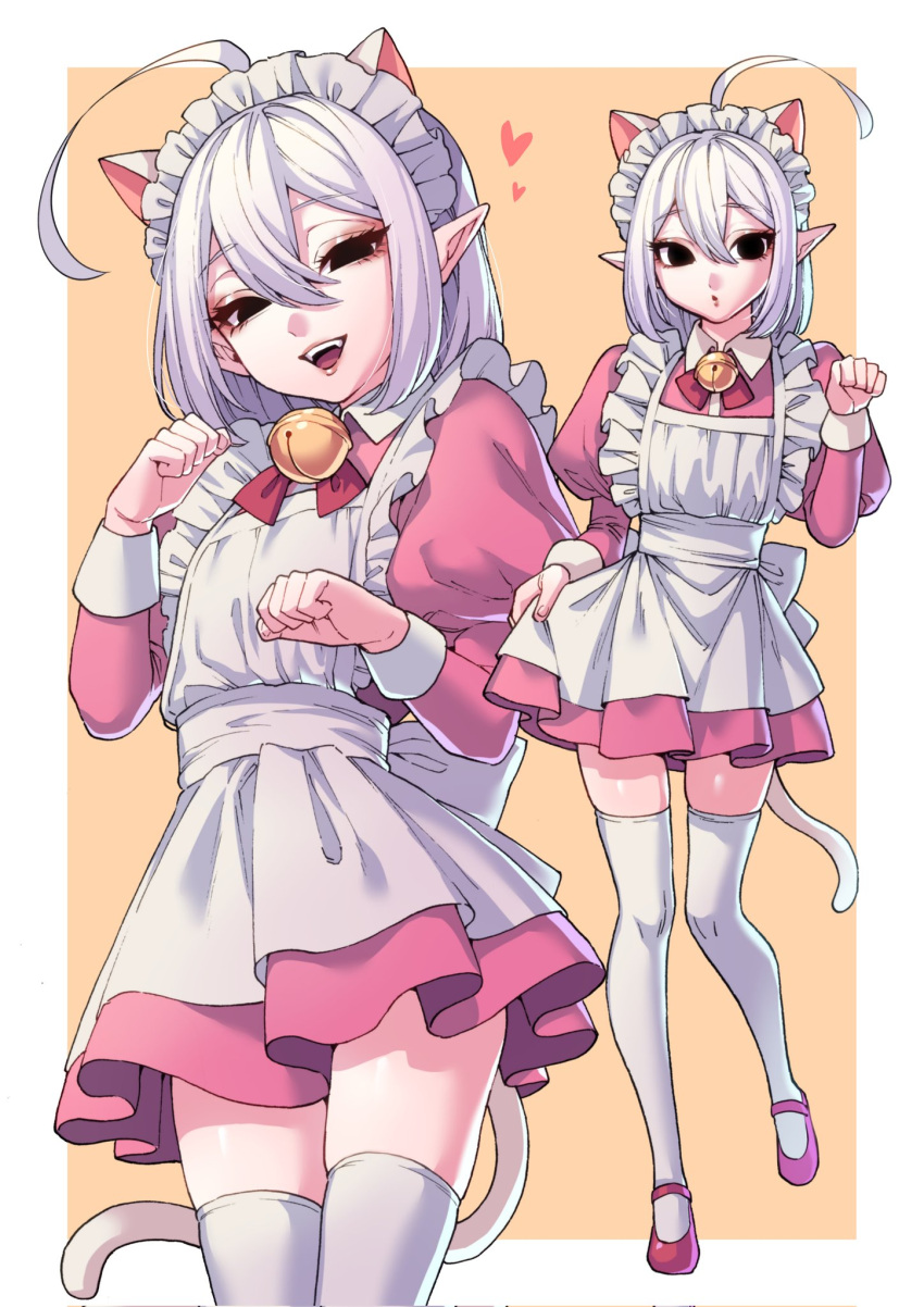 Safebooru - 1boy animal ears apron black eyes cat ears dress highres maid maid apron maid ...