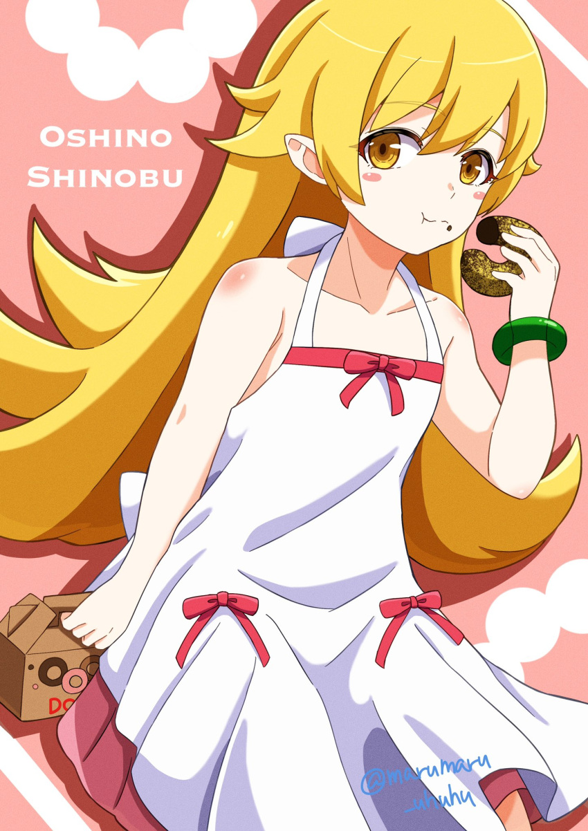 Safebooru - 1girl blonde hair bow doughnut dress food highres long hair ...