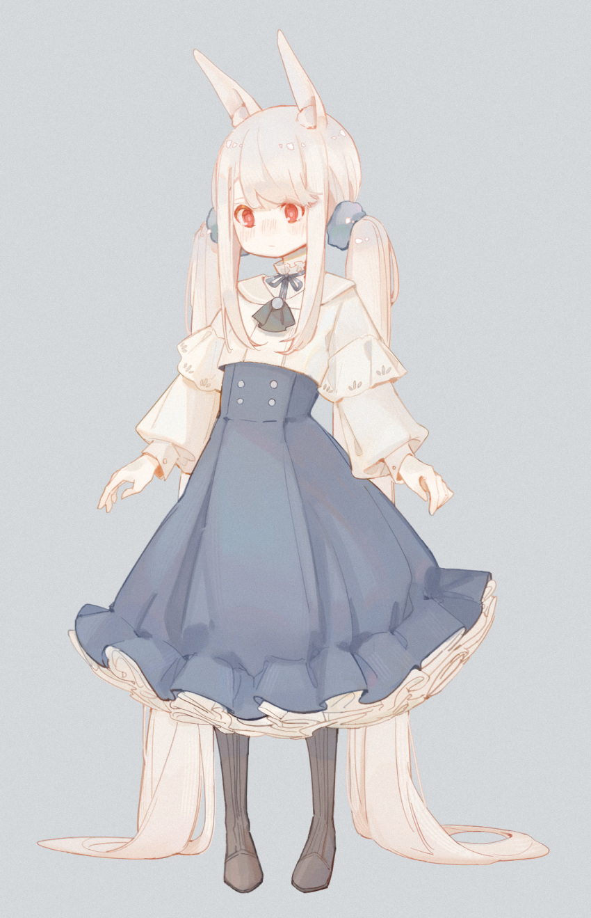 Safebooru - 1girl absurdly long hair animal ear fluff animal ears dress full body grey ...