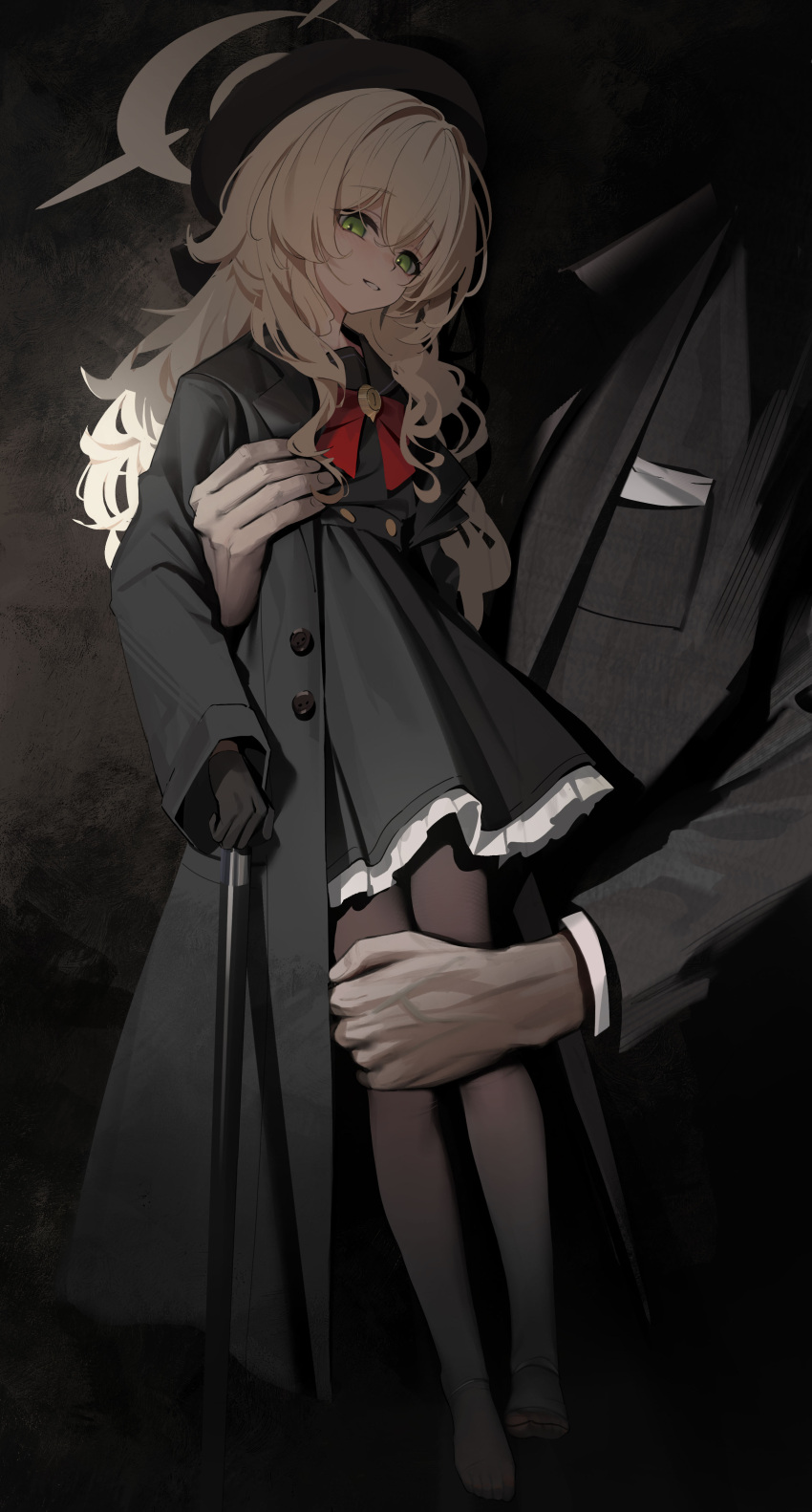 Safebooru - 1boy 1girl absurdres beret black gloves black pantyhose blonde hair blue archive ...