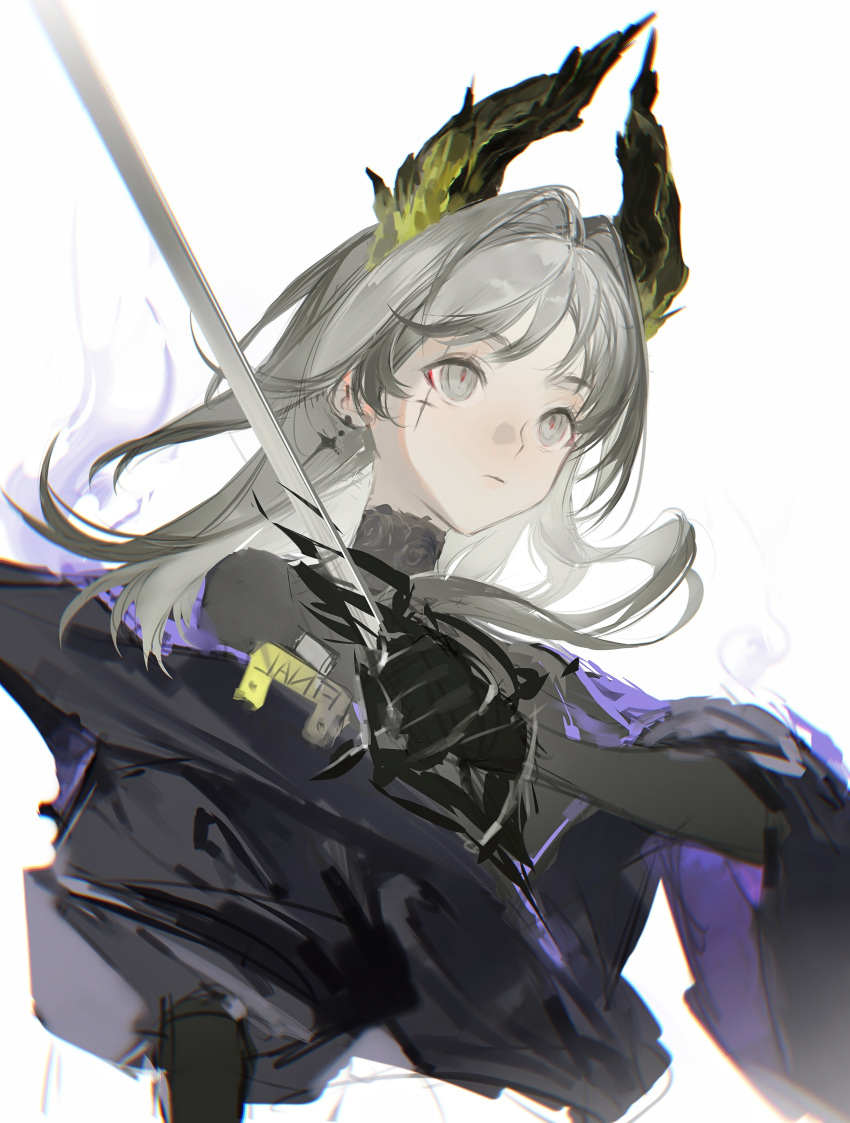 Safebooru - 1girl absurdres arknights black dress black shirt chinese commentary chunbuchou ...