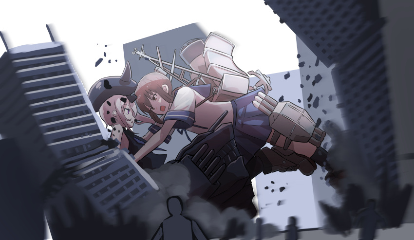 Safebooru - 2girls building destroyer princess fighting fubuki ...