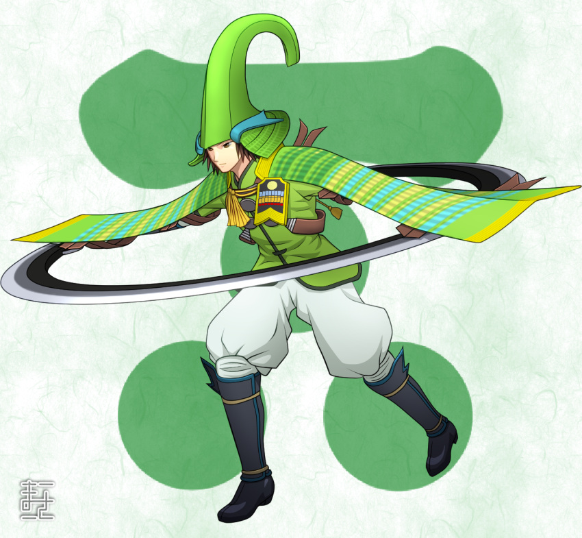 Safebooru - 1boy armor brown eyes brown hair chakram expressionless ...