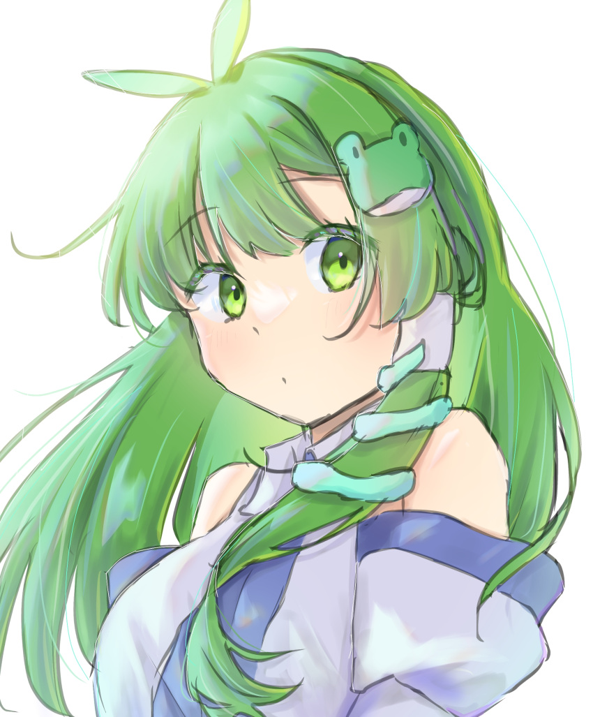 Safebooru 1girl O Antenna Hair Bare Shoulders Blush Collared Shirt 8939