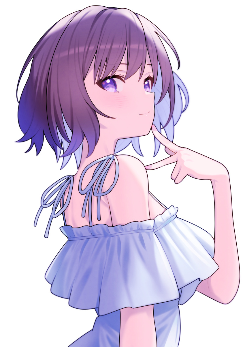 Safebooru - 07nono06 1girl absurdres bare shoulders blue hair blush breasts brown hair colored ...