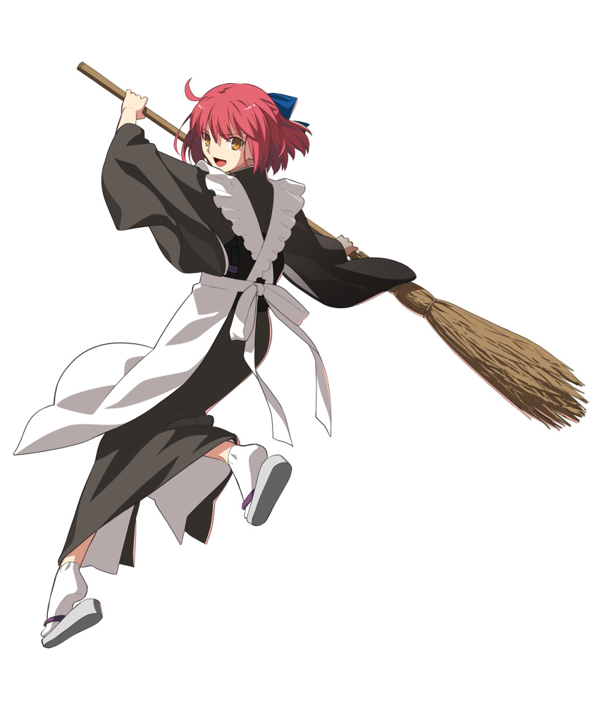 Safebooru - 1girl ahoge apron black kimono black sleeves blonde hair ...