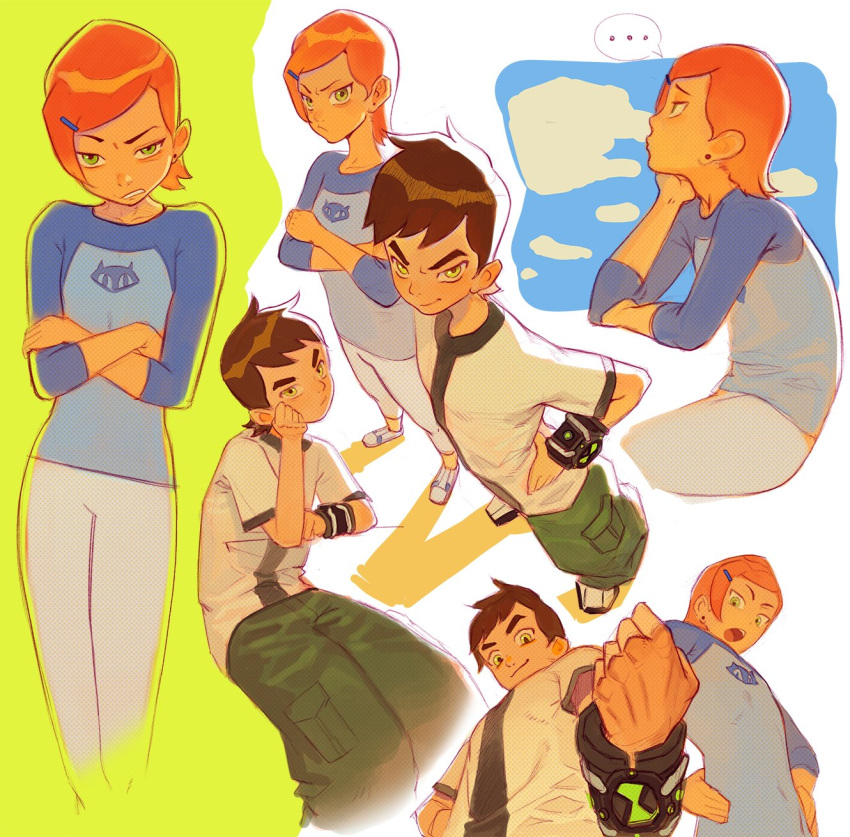 Safebooru - ... 1boy 1girl a tai baggy pants ben 10 ben tennyson blue ...