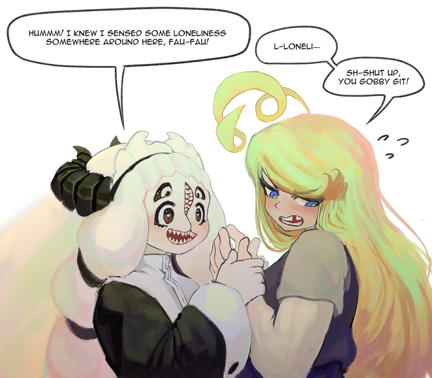 Safebooru - ahoge black eyes blonde hair demon girl english text faure ...