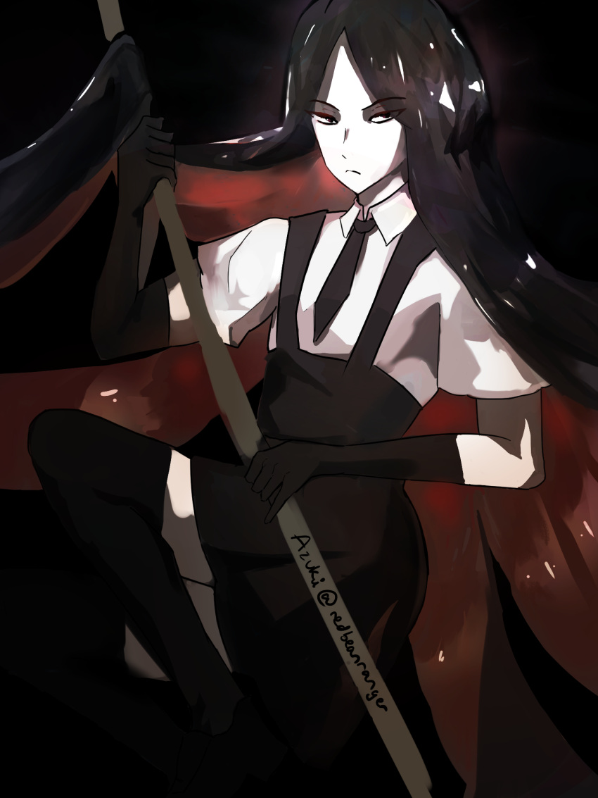 Safebooru - 1other artist name black footwear black gloves black hair black necktie black skirt ...