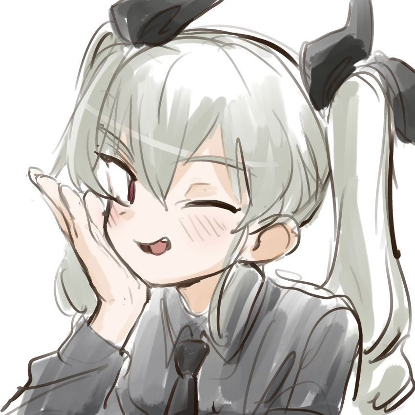 Safebooru - 1girl absurdres anchovy (girls und panzer) anzio school uniform blush brown eyes ...