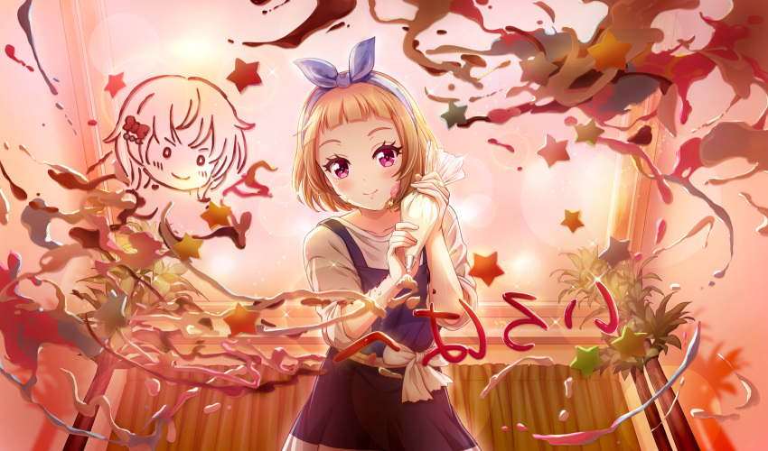 Safebooru - 1girl amakusa kotone apron arched bangs asahina iroha black apron blue bow blue ...