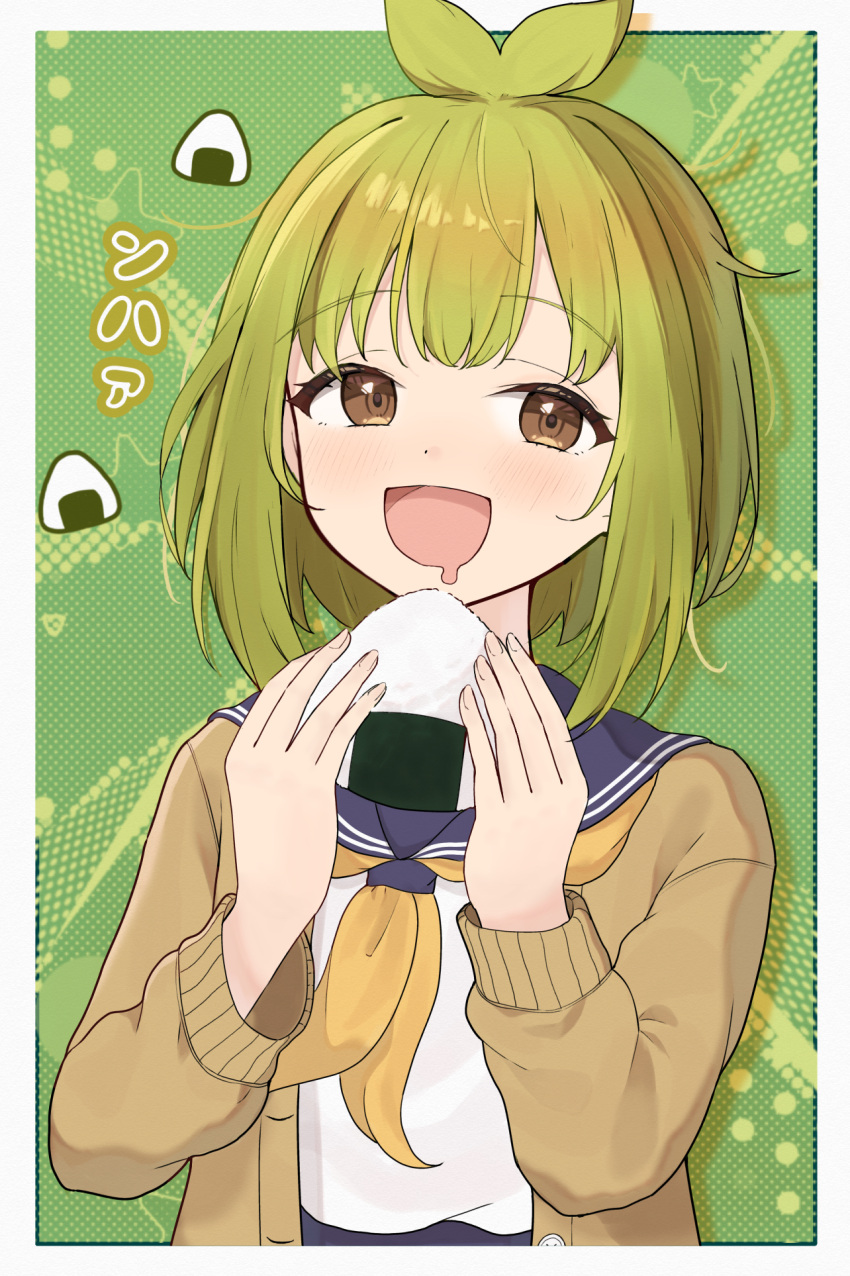 Safebooru - 1girl bashame meme brown eyes drooling food grey hair ...