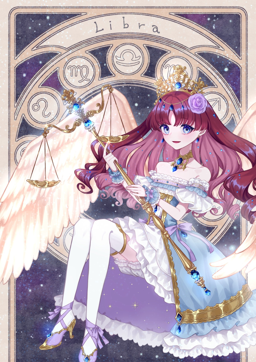 Safebooru - 1girl absurdres akikawa higurashi angel wings ankle ribbon balance scale bare ...