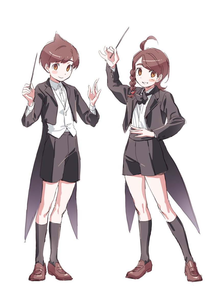 Safebooru - 1boy 1girl absurdres black suit braid brown eyes brown hair ...