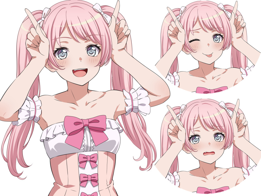 Safebooru - 1girl :d ;p arm garter bang dream! bang dream! it's mygo!!!!! bare shoulders blush ...