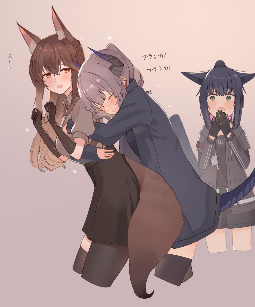 Safebooru - 3girls absurdres afterimage animal ear fluff animal ears arknights asymmetrical ...