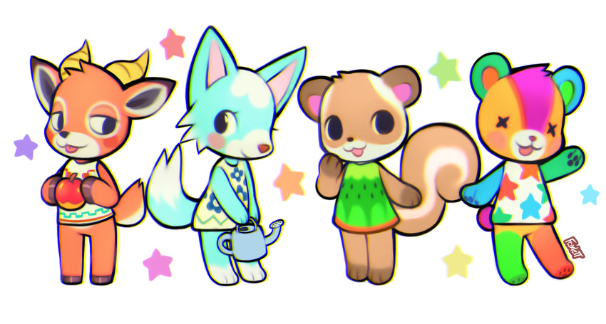 Safebooru - 2boys 2girls animal crossing animal ears animal hands ...