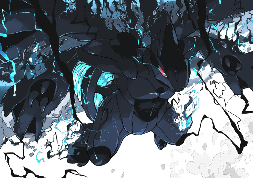 Safebooru - aomon (yuuji7604) black lightning blue eyes claws closed mouth colored sclera dragon ...