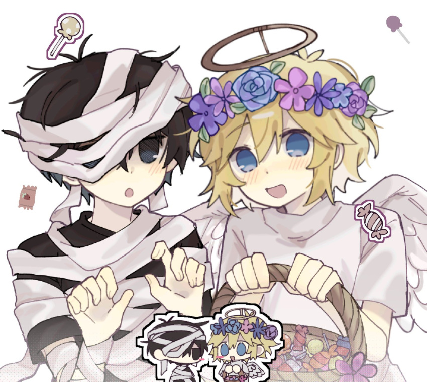 Safebooru - 2boys basil (faraway) (omori) basil (omori) basket black ...