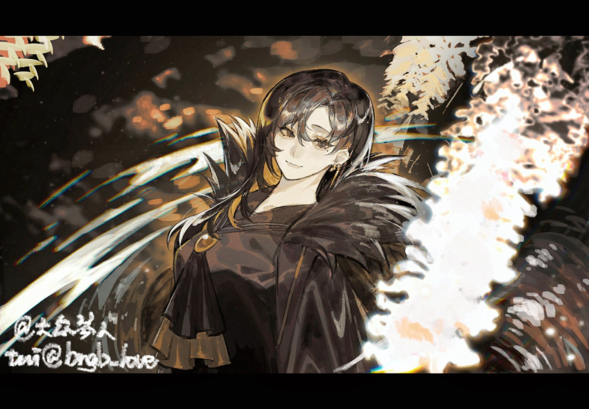 Safebooru - 1girl ascot binah (project moon) black ascot black cape black dress black eyes black ...