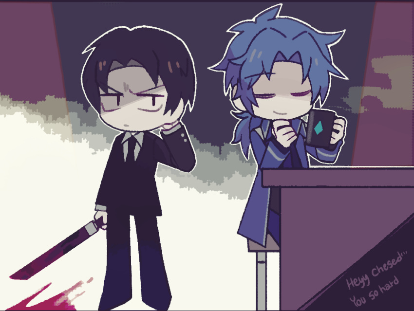 Safebooru - 20 (1more surren) 2boys black eyes black hair black jacket ...