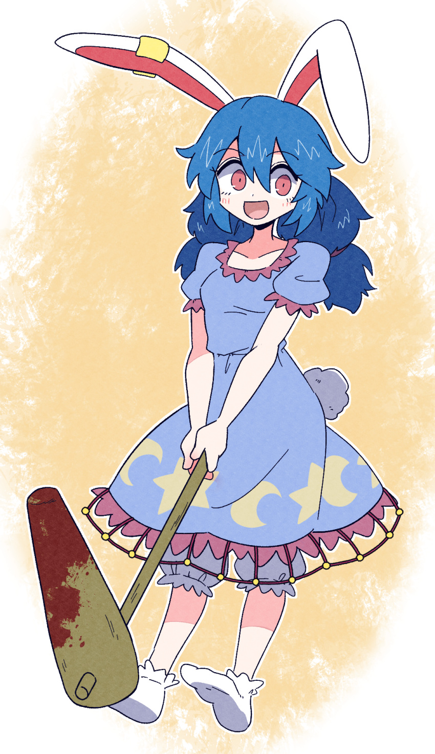 Safebooru - 1girl animal ears blue hair full body highres kurachi ...