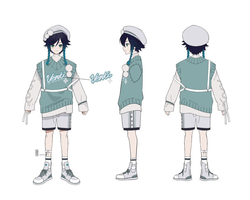 Safebooru - 1boy absurdres alternate costume aqua hair aqua sweater vest barcode barcode tattoo ...