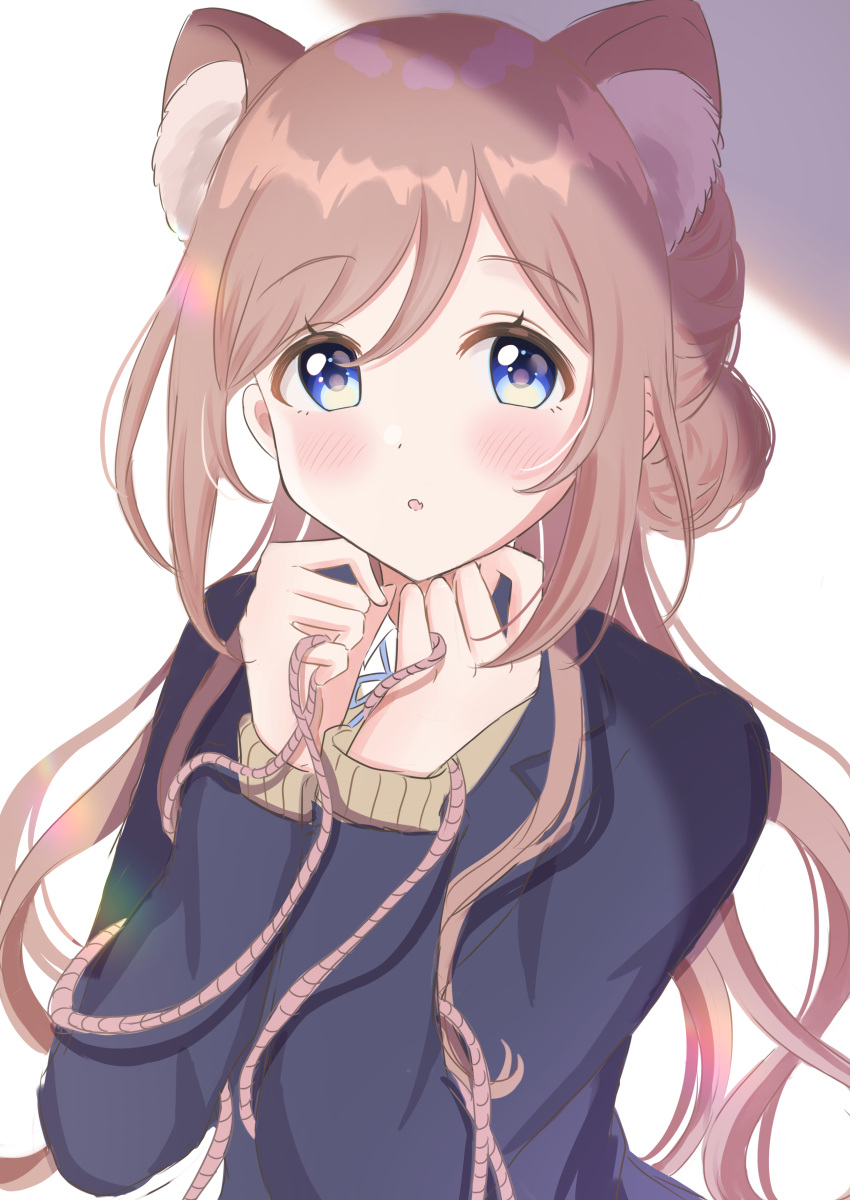 Safebooru - 1girl :o absurdres animal ears black jacket blazer blue eyes blush brown hair gakuen ...