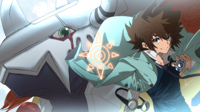 Safebooru - 1boy black vest blue jacket brown eyes brown hair closed ...