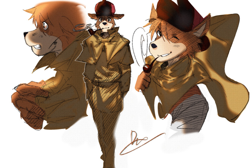 Safebooru - 1boy black eyes blush brown capelet brown coat brown fur ...