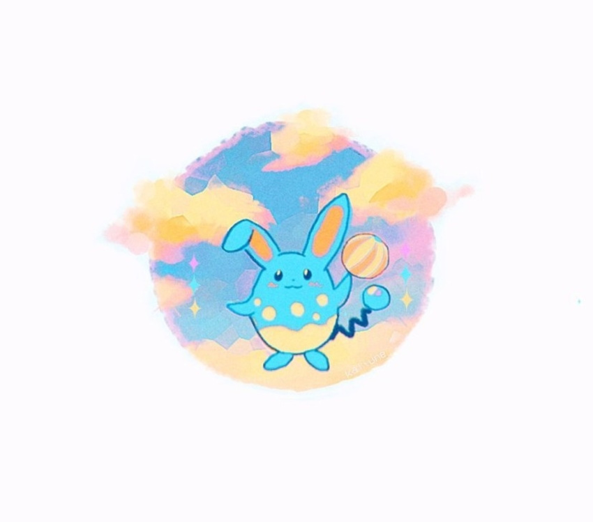 Safebooru - :3 animal focus azumarill ball beachball border clouds ...
