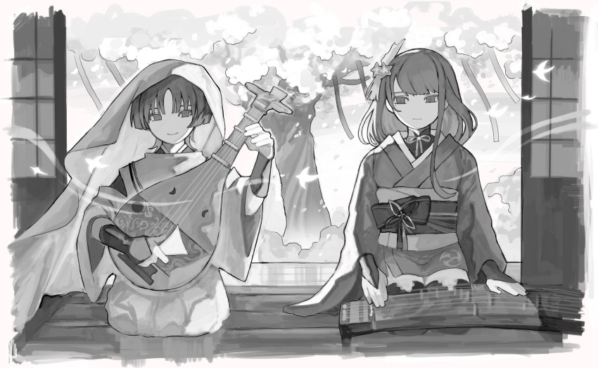 Safebooru - 1boy 1girl alternate universe armor bachi biwa lute blank ...