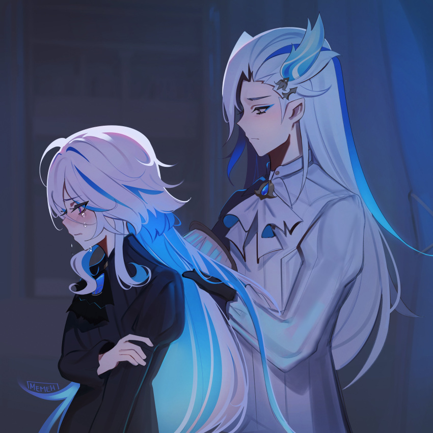 Safebooru - 1girl absurdres ahoge alternate hairstyle ascot black ascot blue eyes blue hair ...