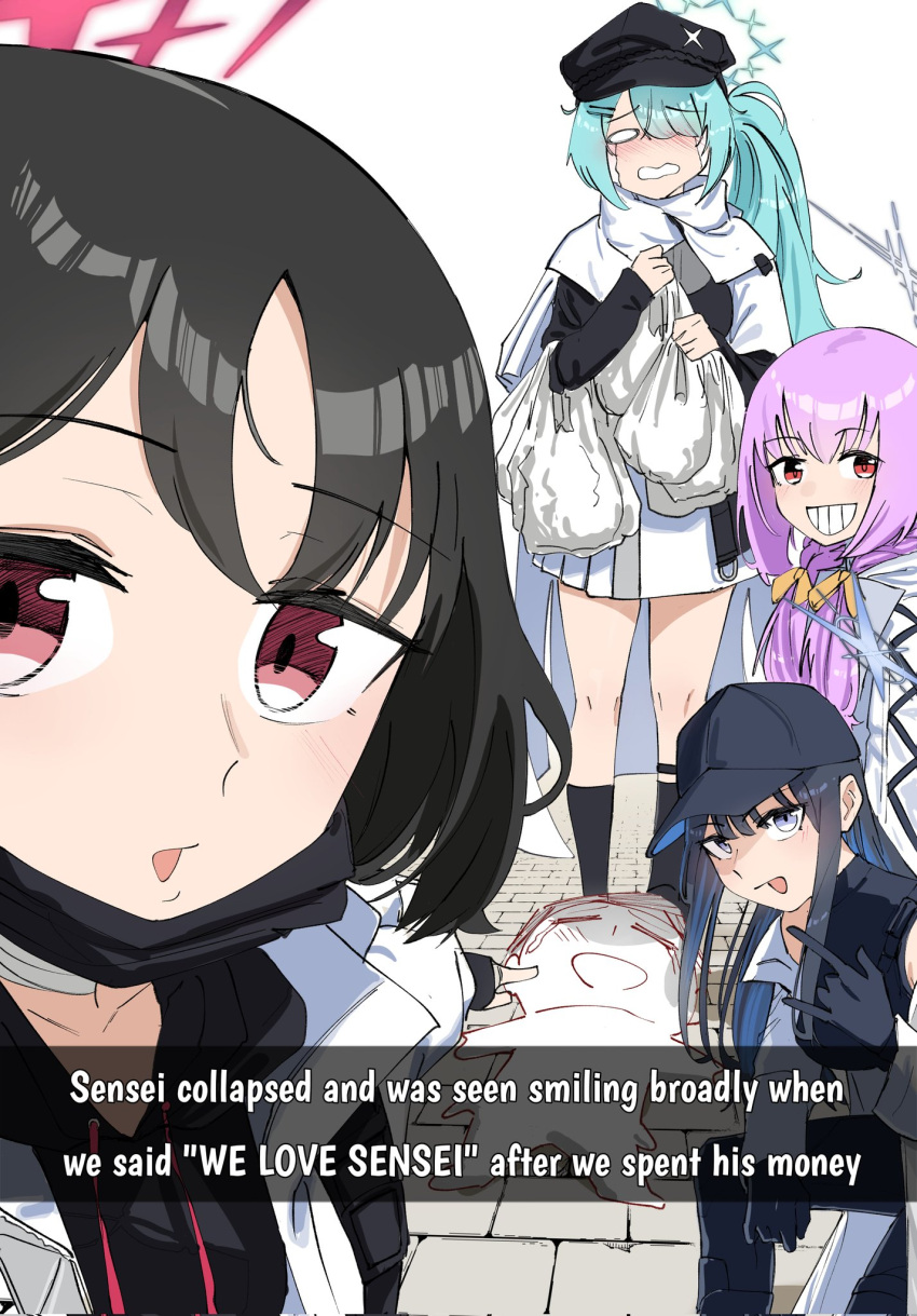 Safebooru - 1boy 4girls aqua hair aqua halo arius squad (blue archive ...