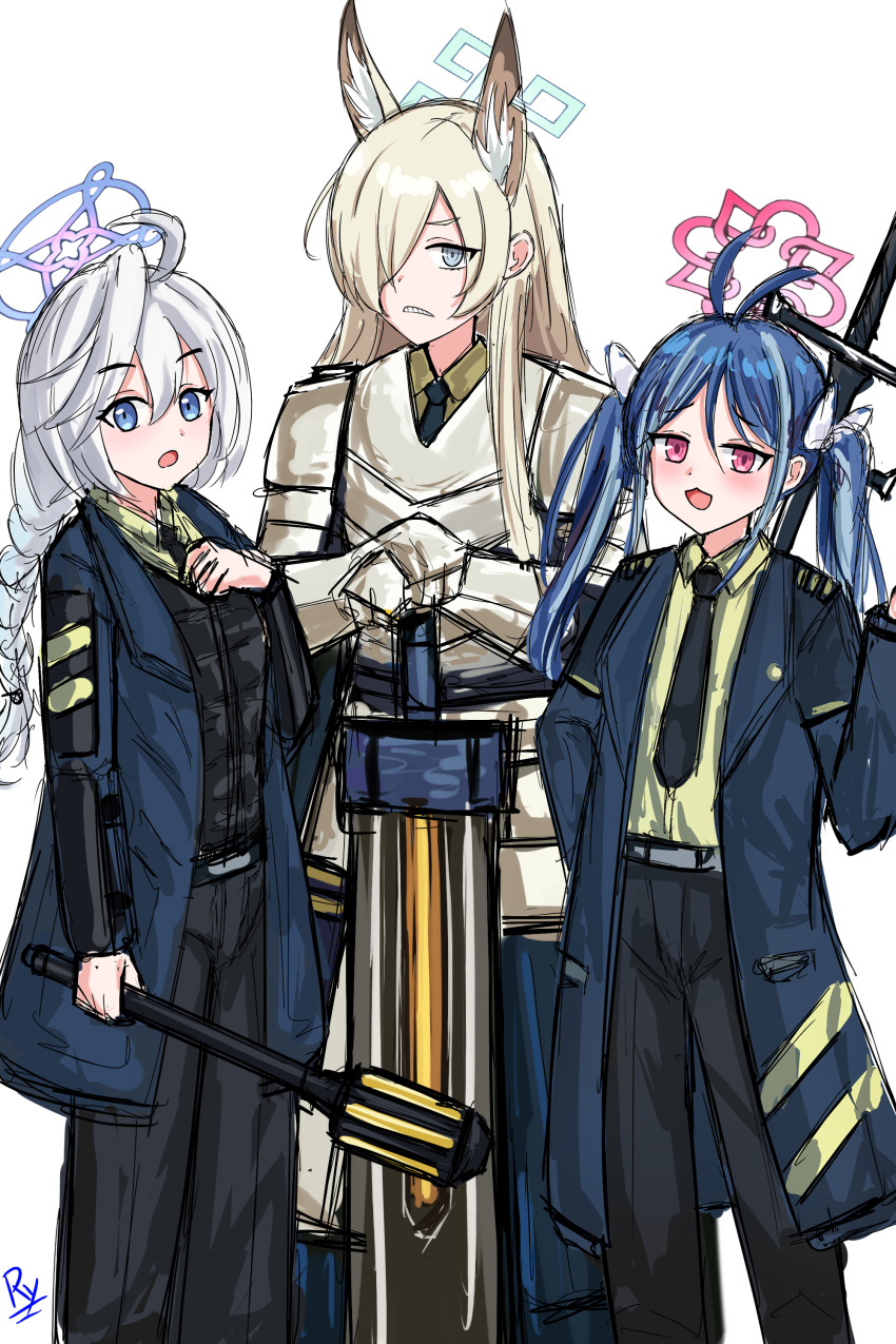 Safebooru - 3girls :d absurdres ahoge animal ear fluff animal ears ...