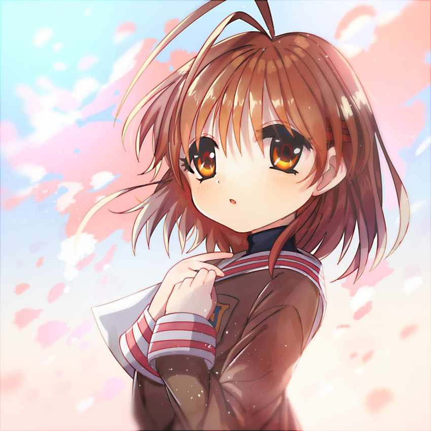 Safebooru 1girl Absurdres Antenna Hair Blush Brown Eyes Brown Hair 8534