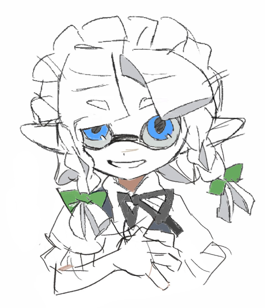 Safebooru - 1girl alternate species black ribbon blue eyes braid green ...