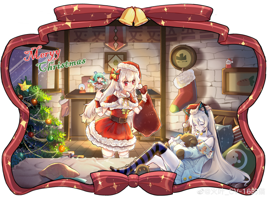 Safebooru - 2girls absurdres animal ears bell box capelet chaser ...