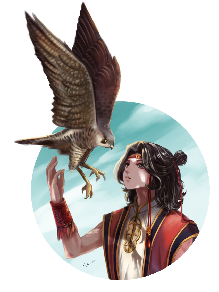 Safebooru - 1boy absurdres bird bishounen black eyes black hair chinese ...