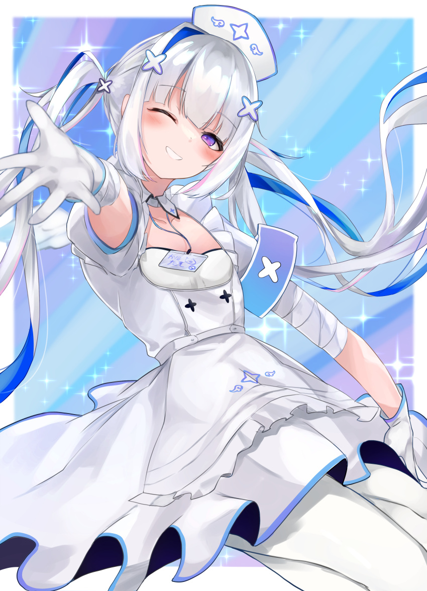 Safebooru - 1girl absurdres amane kanata blue hair blush chankuro colored inner hair grey hair ...