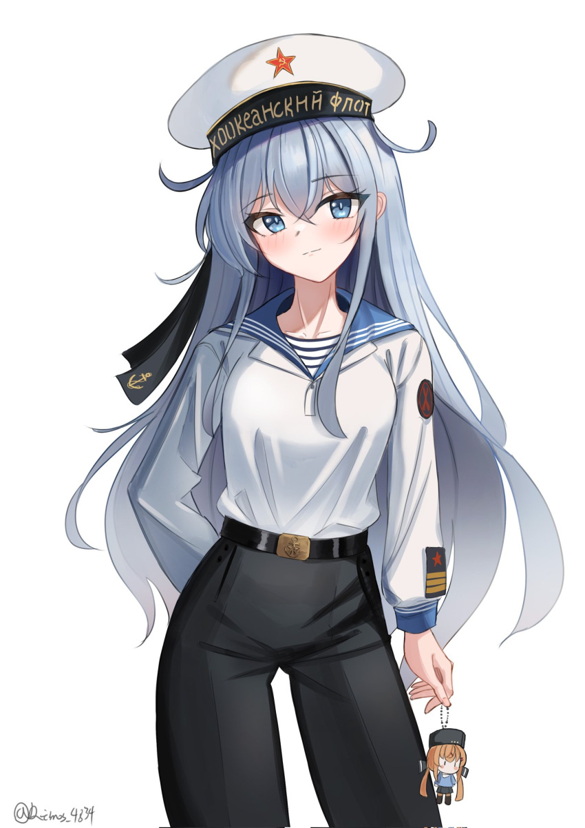 Safebooru - 1girl alternate costume black pants blue eyes blue sailor collar character doll ...