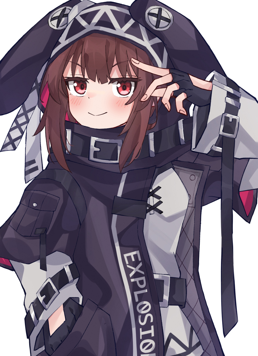 Safebooru - 1girl absurdres animal ears animal hood belt black gloves black jacket blush brown ...