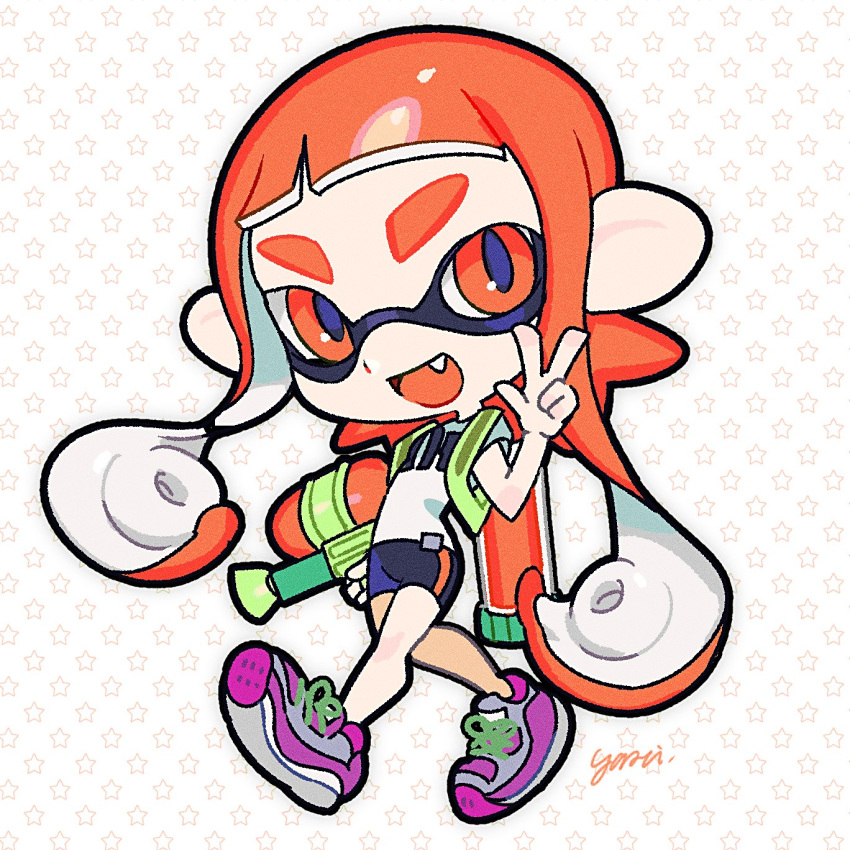 Safebooru - 1girl chibi chibi only fang full body highres inkling ...